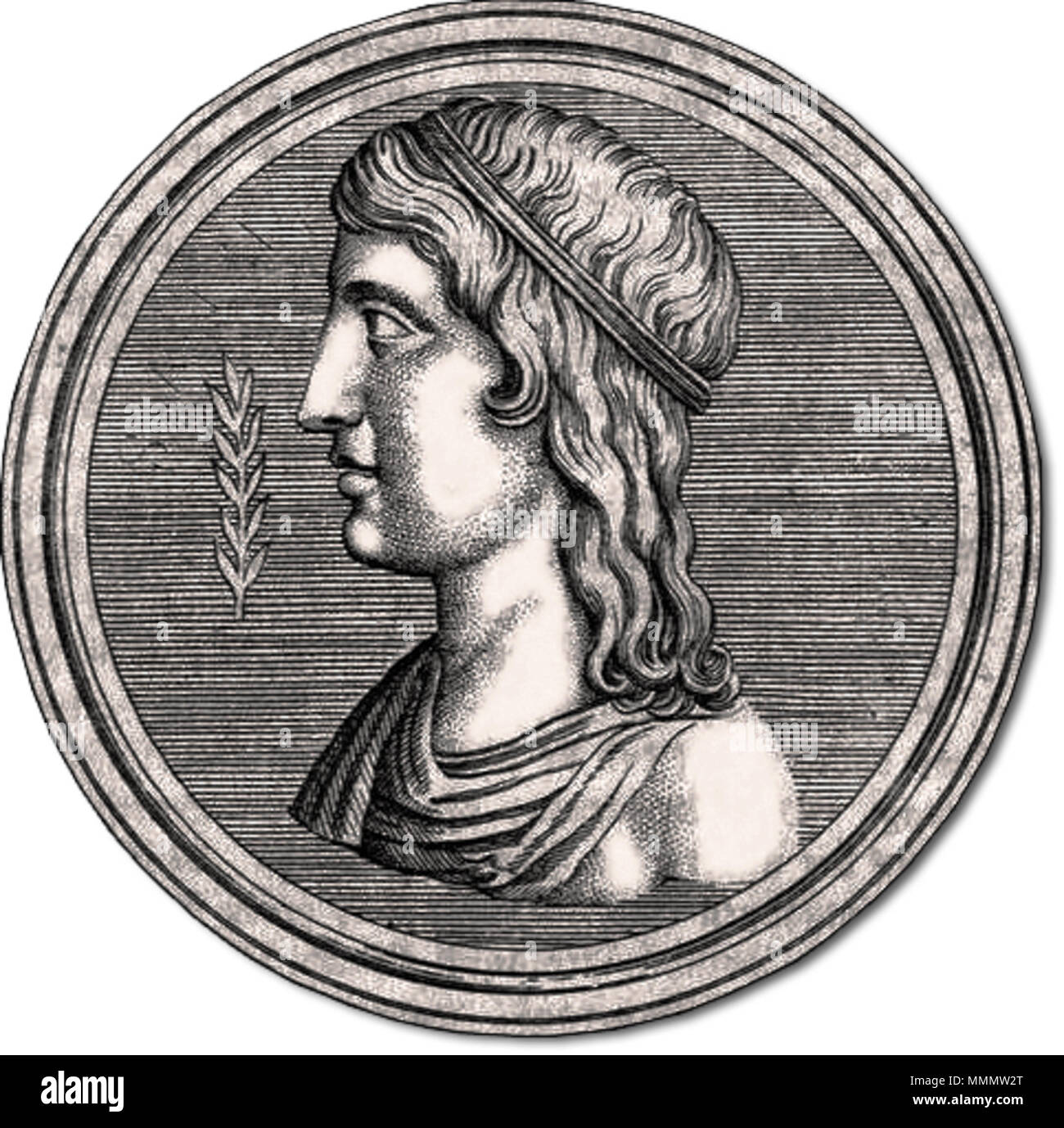 . English: Portrait of ancient writer Apuleius; croped, cleaned, border ...