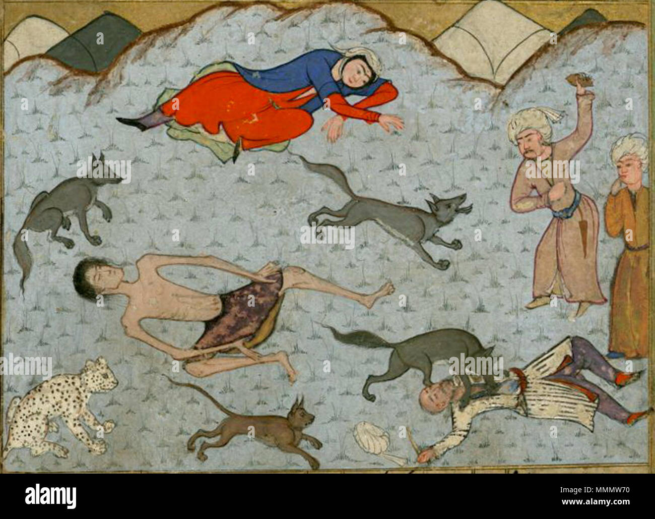 W.608.154b Habib Allah ibn 'Ali ibn Husam - Laylá and Majnun Faint at ...