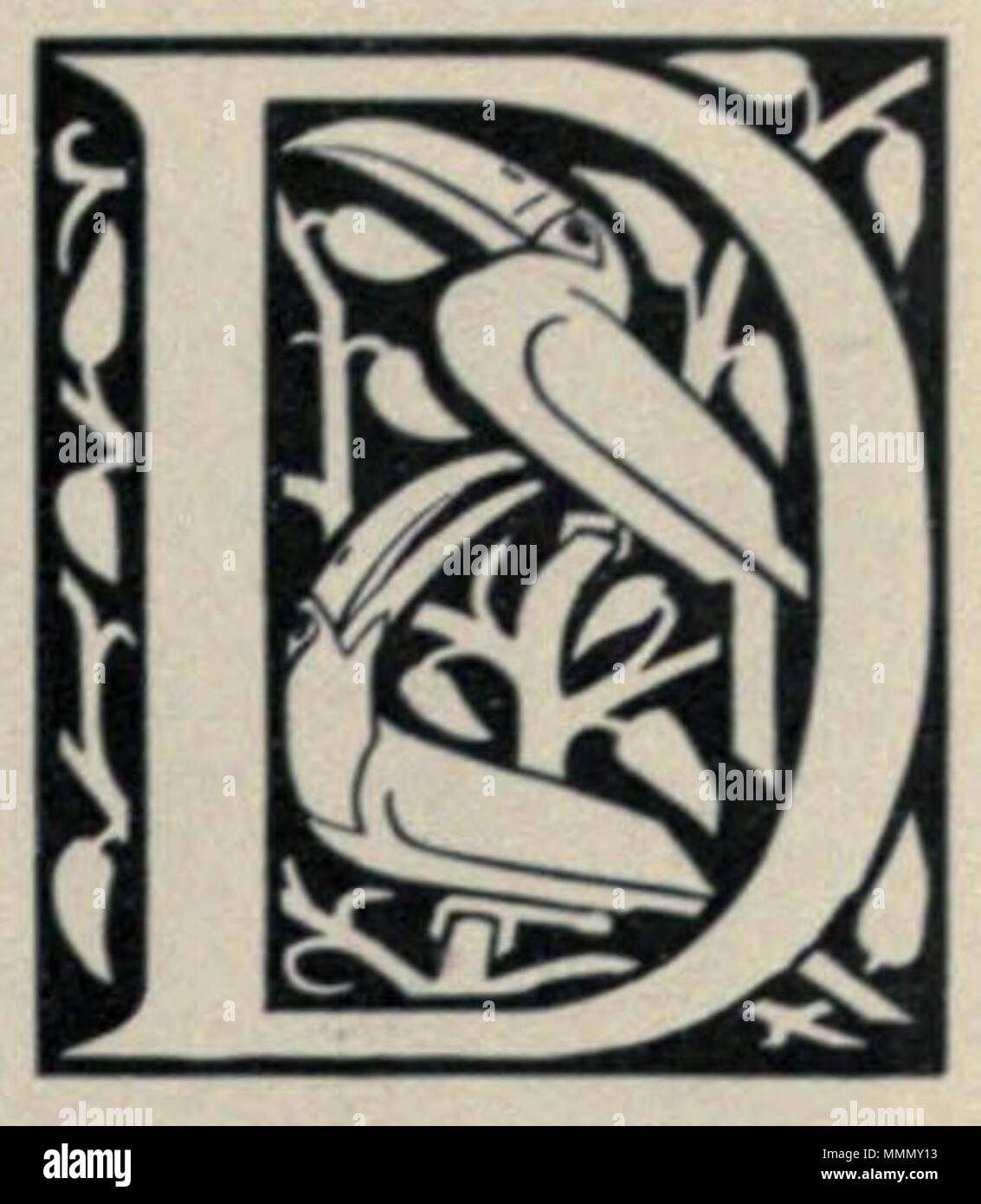 . Français : lettrine D avec oiseaux 63 Aufseeser lettrine D Stock ...