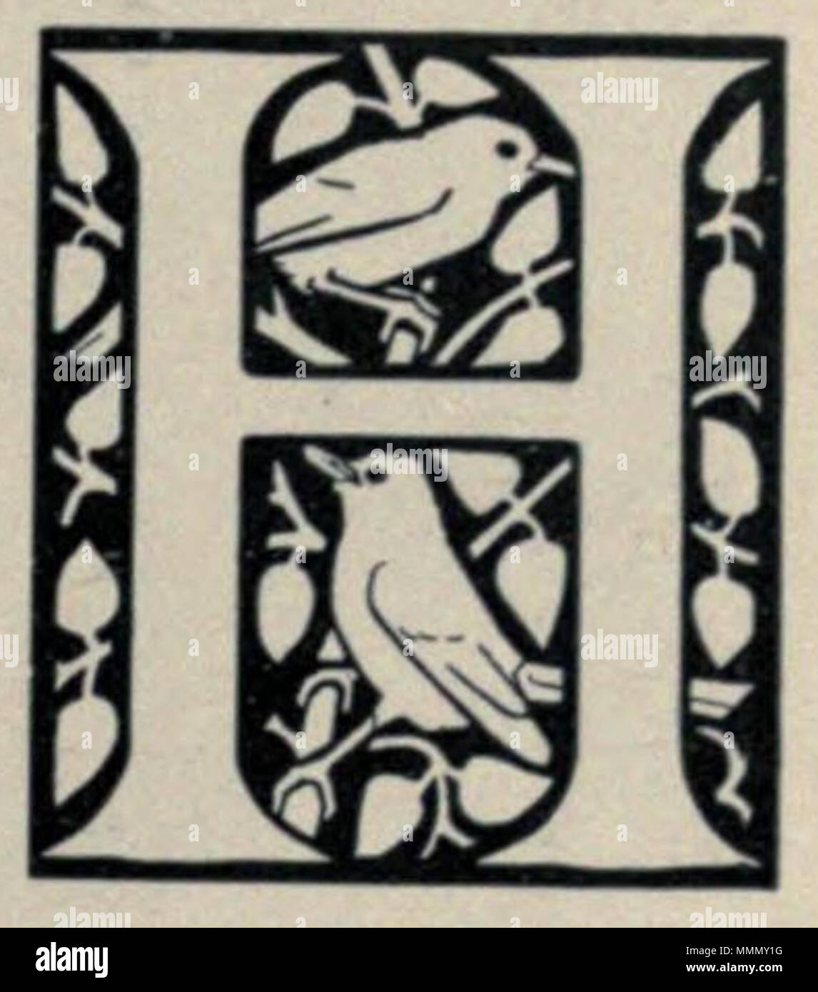 . Français : lettrine H avec oiseaux 63 Aufseeser lettrine H Stock ...