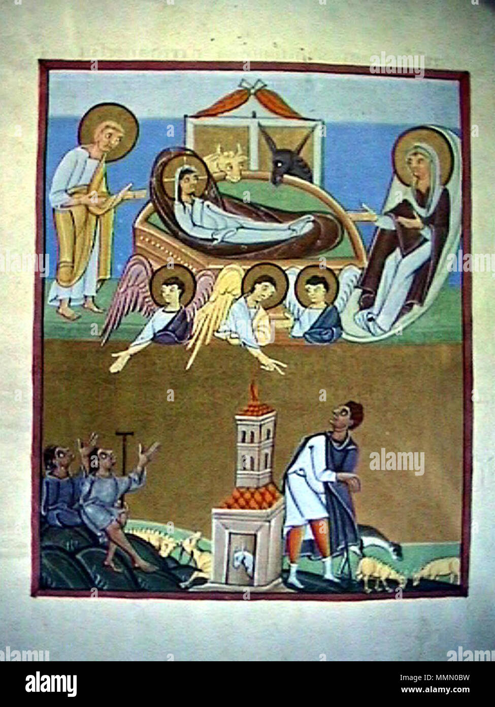 The nativity and the annunciation to the shepherds hi-res stock ...