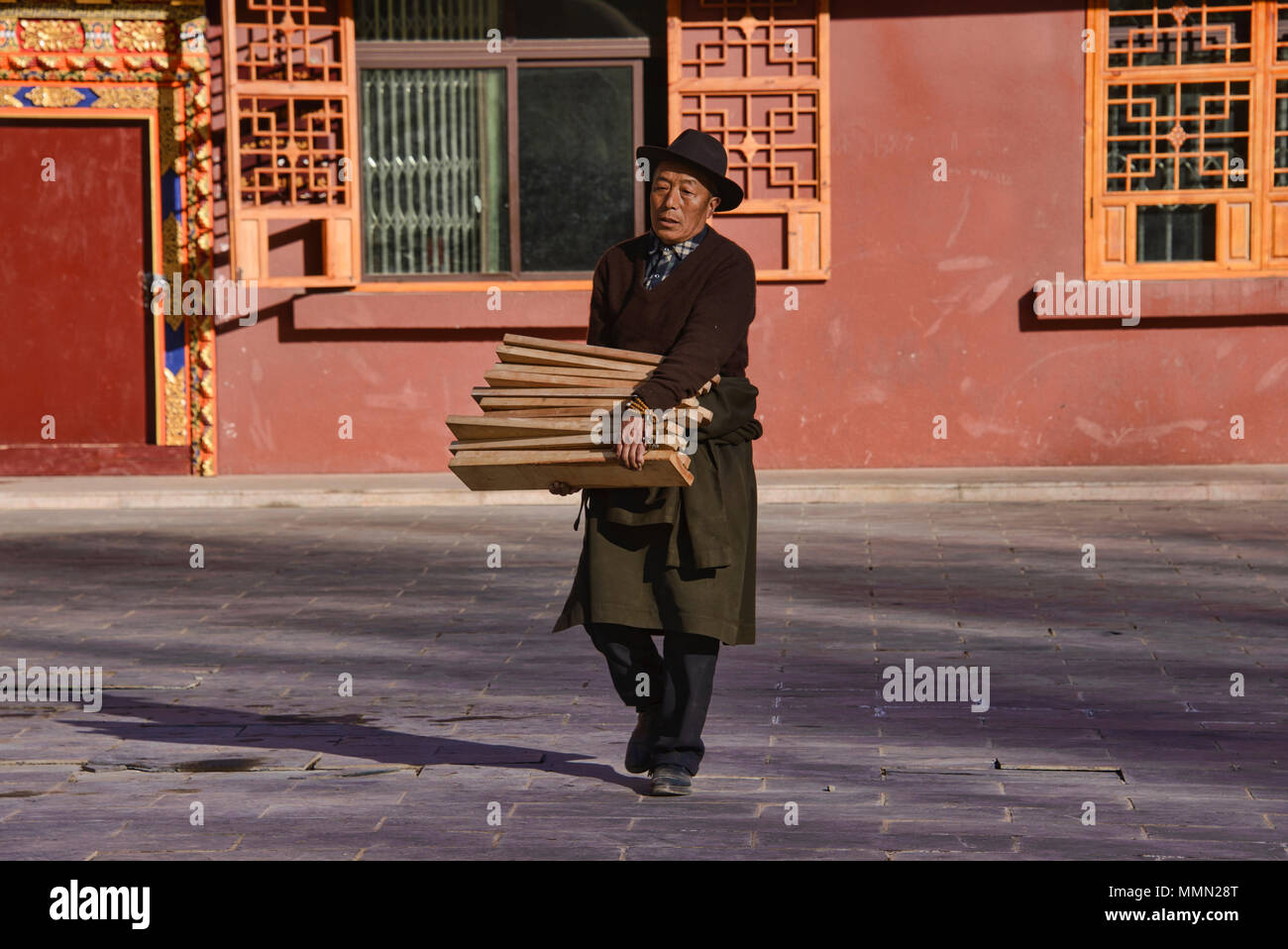 Tibetan woodblock prints at the holy Bakong Scripture Printing Press ...