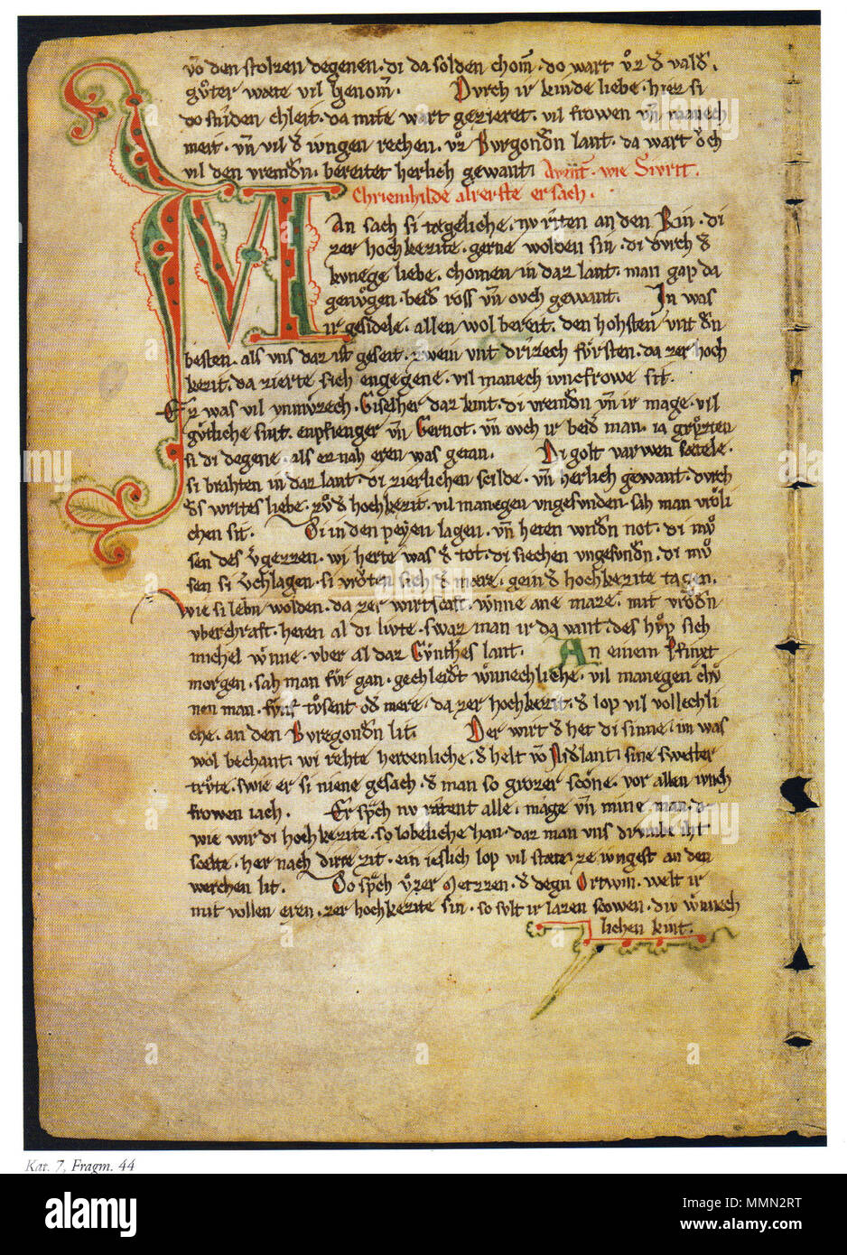 . Nibelungenlied-Fragment, Berlin, SB, Fragm. 44 . vor Mitte 13. Jh ...