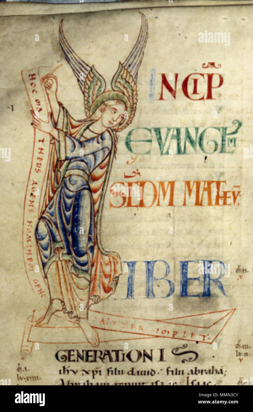 . Bible d'Étienne Harding. L'ange de saint Matthieu . 12th century ...