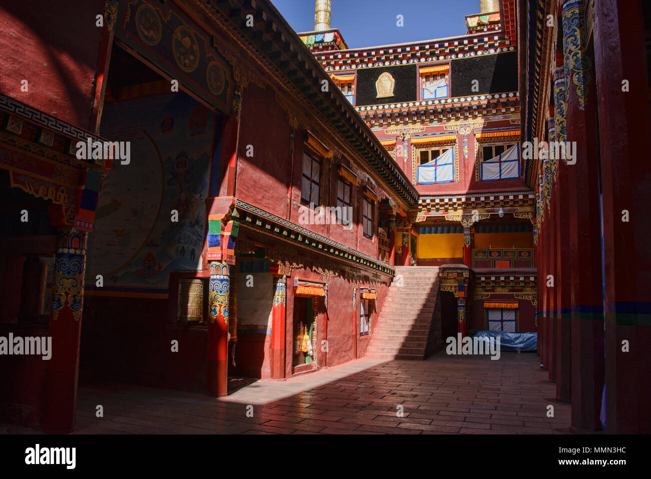 Interior of the holy Bakong Scripture Printing Press Monastery in Dege ...