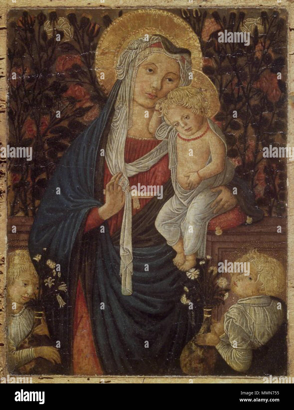 Virgin and Child with Two Angels Before a Rose Hedge. between 1450 and ...