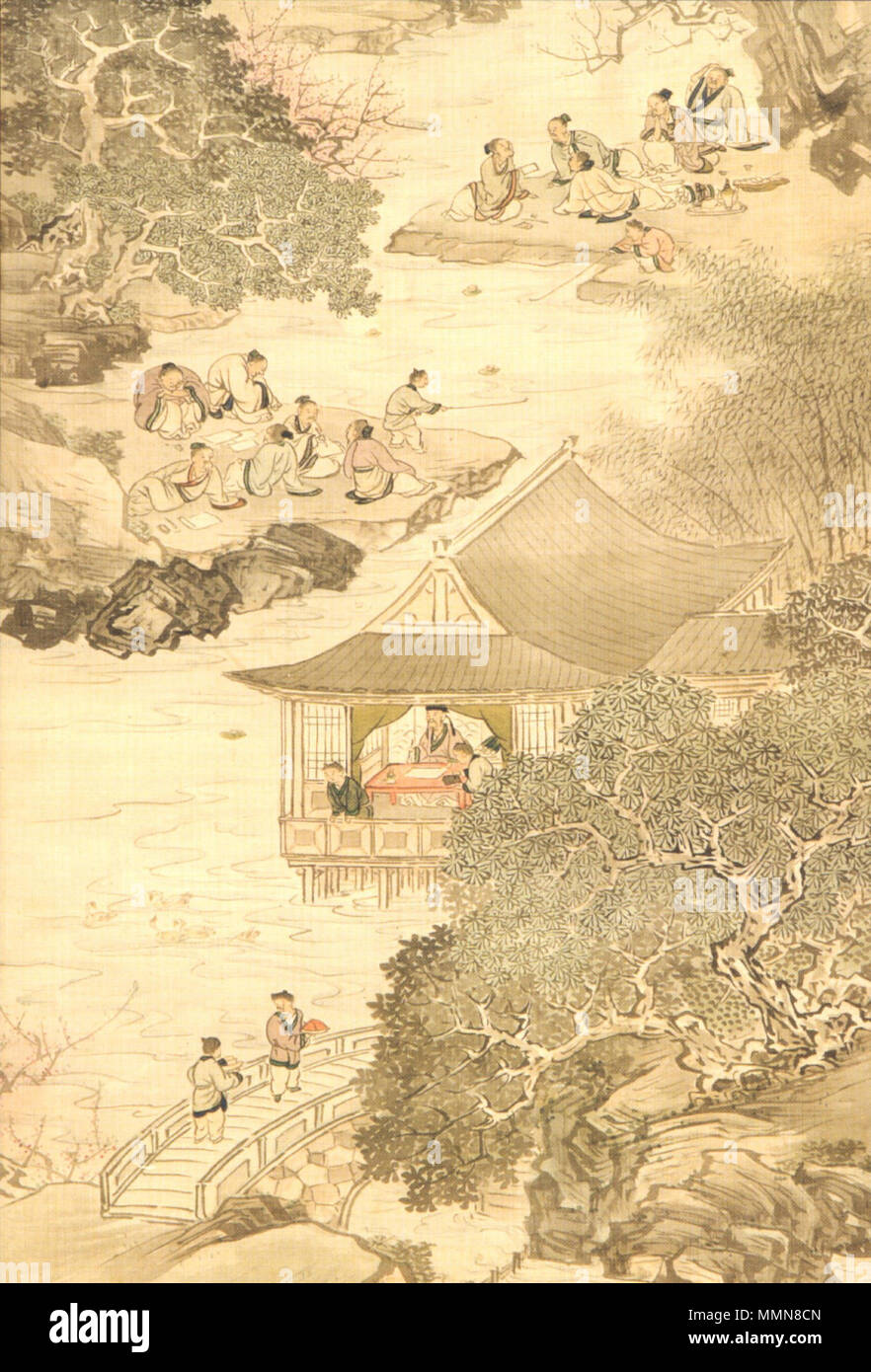 . Meandering Stream at Lanting (detail), painting by Suzuki Fuyō, 1806 ...