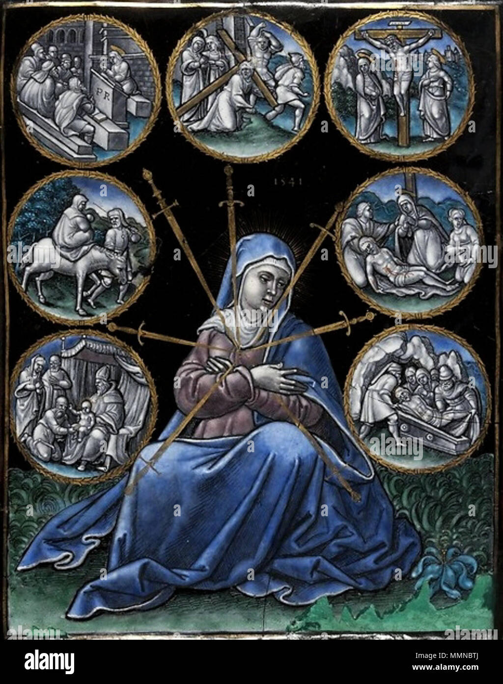 Plaque with Seven Sorrows of Mary.. 1541. Reymond Seven Sorrows of Mary ...