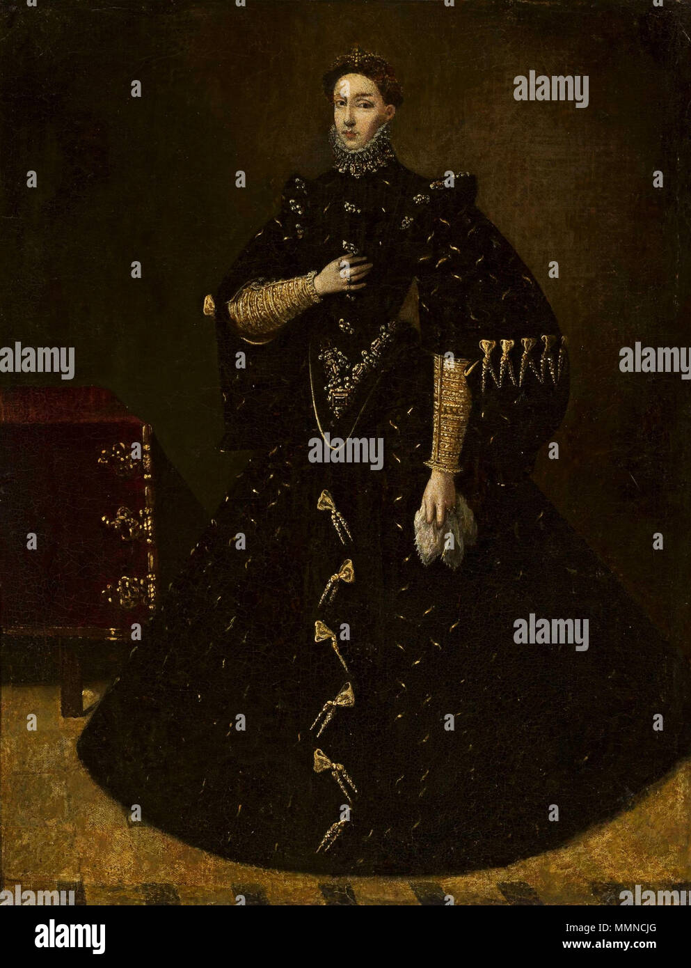 Lady in black.. 1590s. Spanish Lady in black Stock Photo - Alamy
