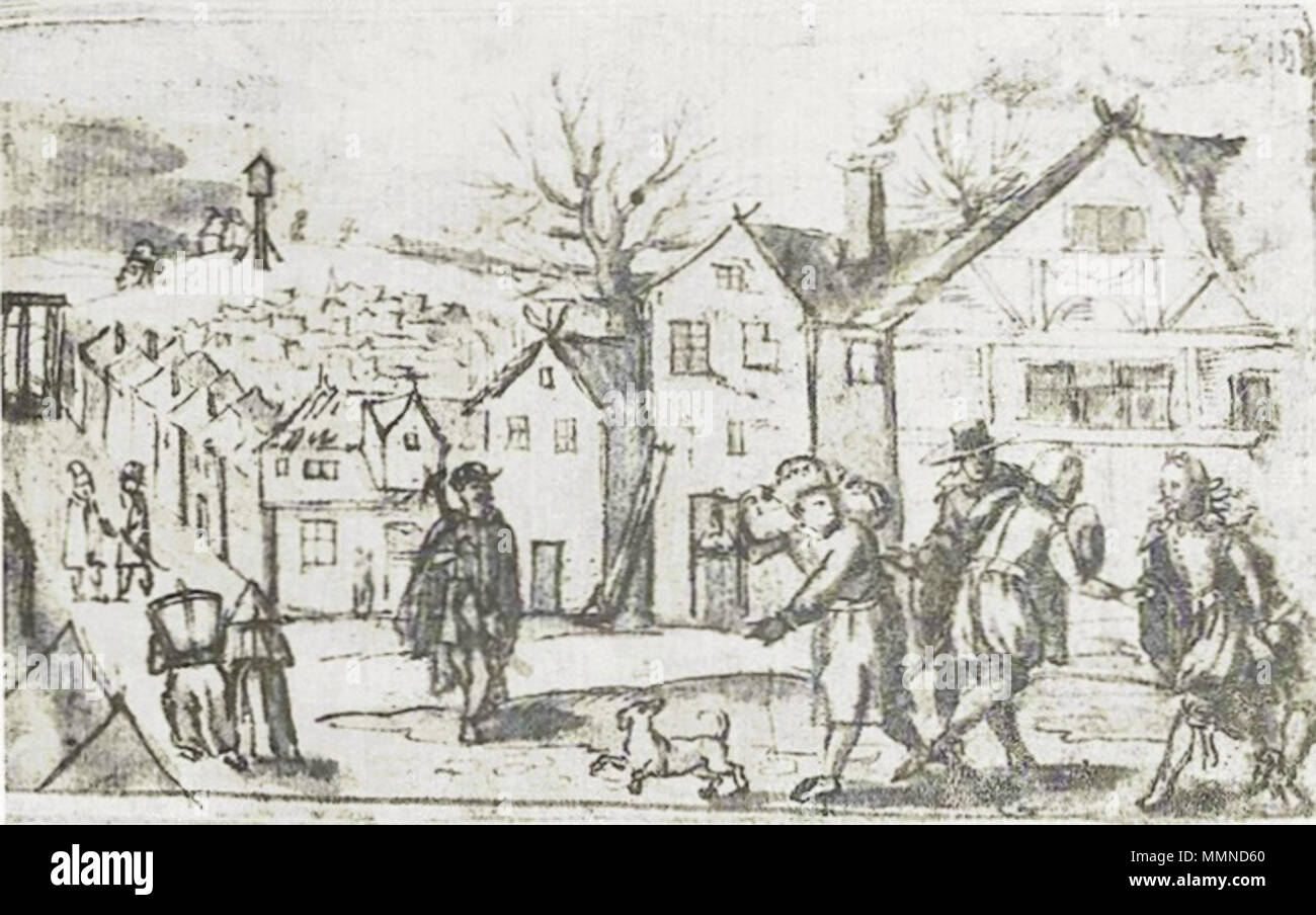 Street in a small town.. 1600s. Hebenstreit Street in a small town ...