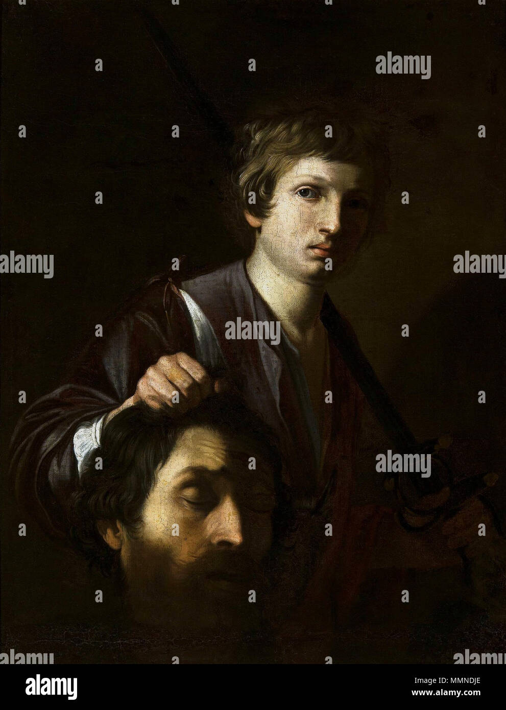 David with the Head of Goliath.. after 1619. Tournier David Stock Photo ...