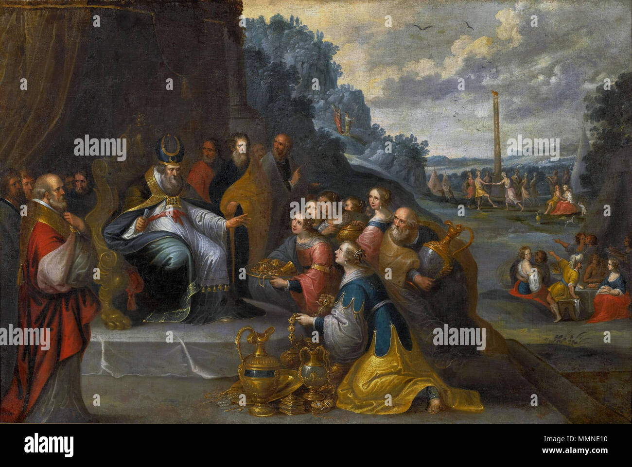 Aaron receiving gold from the Israelites.. second quarter of 17th ...