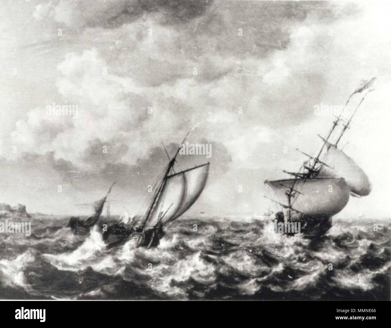 Stormy sea with ships.. circa 1630. Vlieger Stormy sea with ships Stock ...