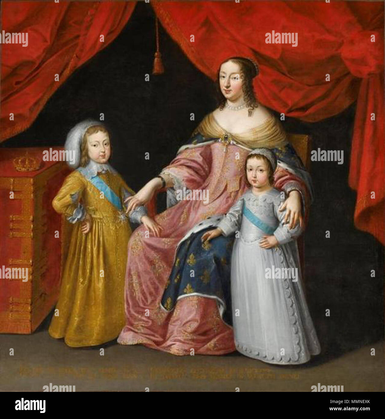 Anne of Austria (Queen mother) with her two sons Louis XIV of France ...