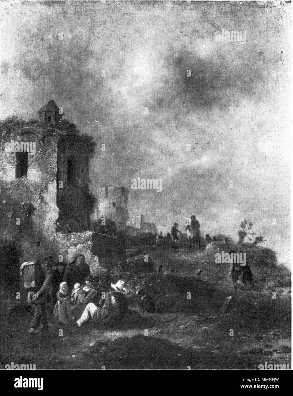 Scene amidst ruins.. 1650s. Molenaer Scene amidst ruins Stock Photo - Alamy
