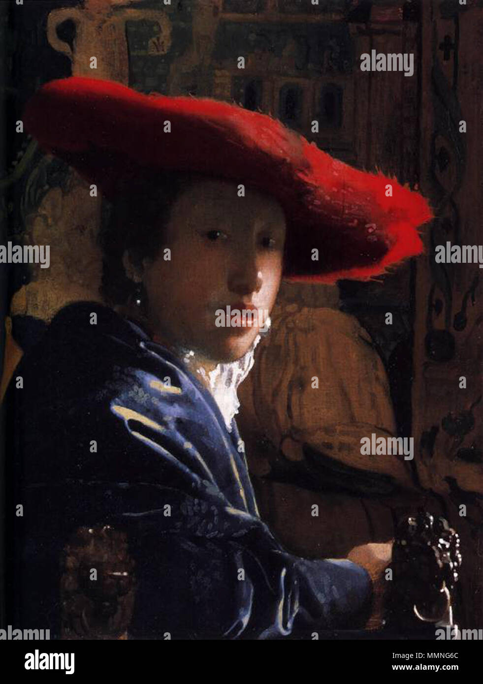 Girl with a red hat by johannes vermeer hi-res stock photography and ...