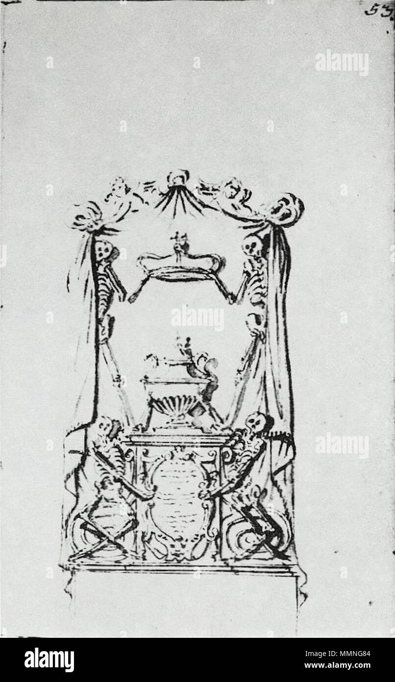 Design for monument of the heart of Marie Louise Gonzaga.. circa 1667 ...