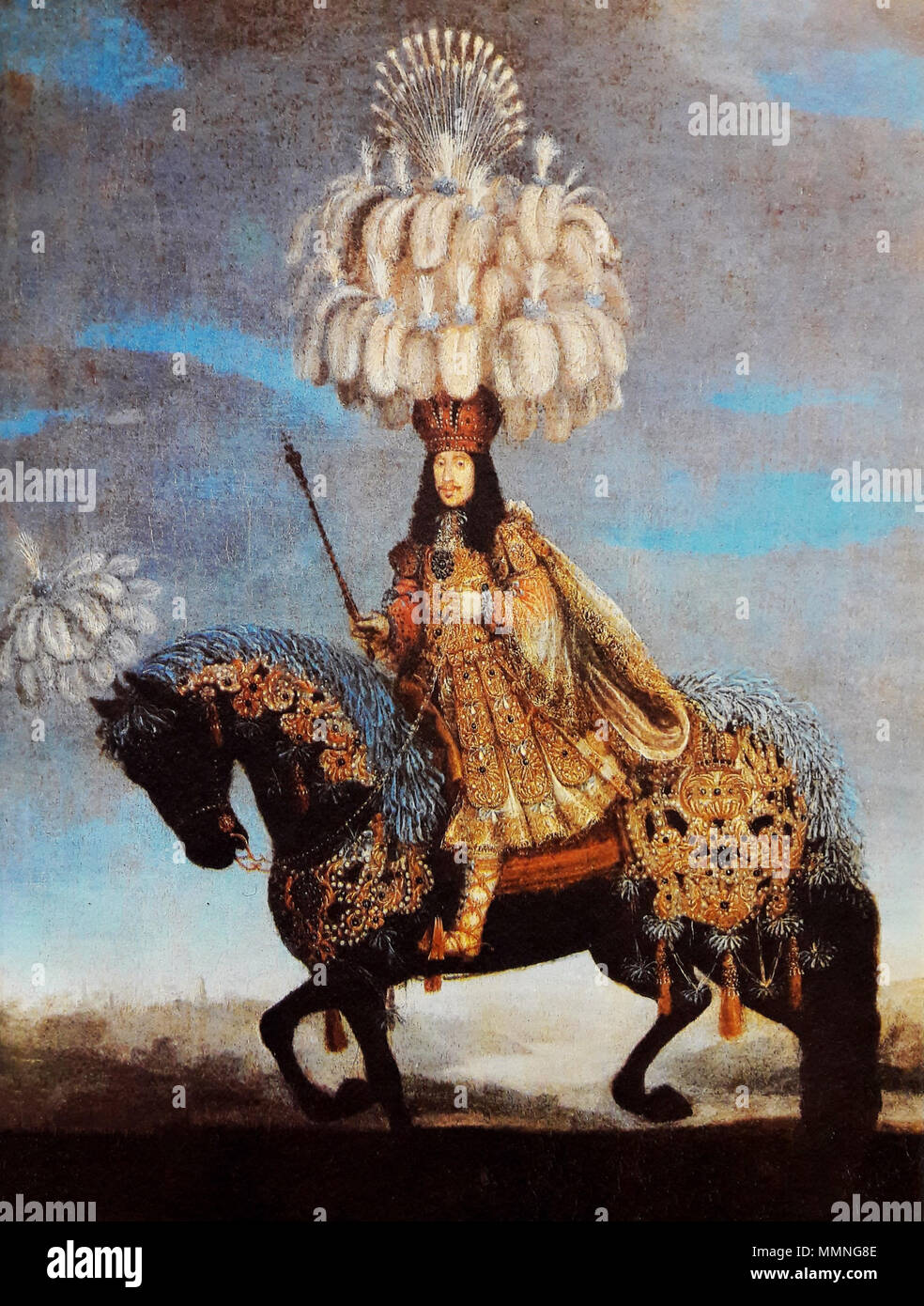 Leopold I on horseback in a costume for a 'horse-ballet' (ballet à ...