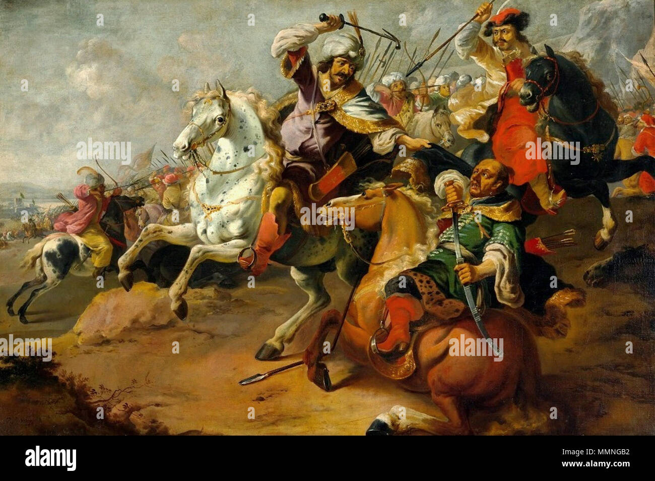 A cavalry battle between Turks and Polish riders.. circa 1670. Stoop A ...