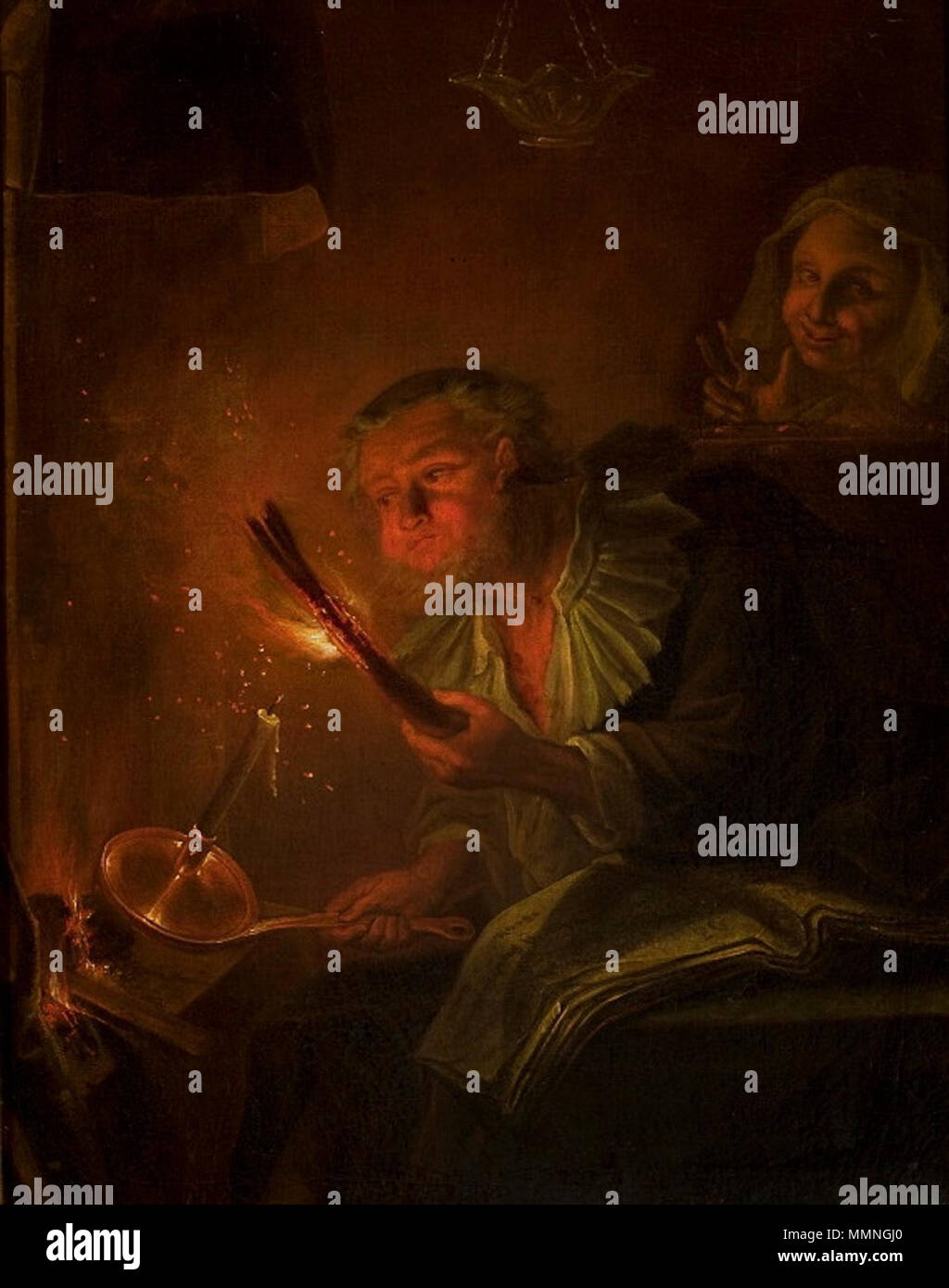 Alchemist in his workshop.. fourth quarter of 17th century. Schalcken ...
