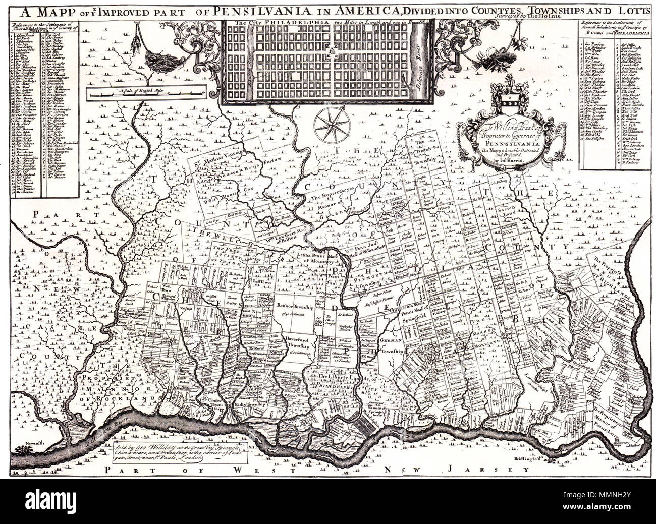. English: Map published in 1687 by en:William Penn Mapped by en:Thomas ...