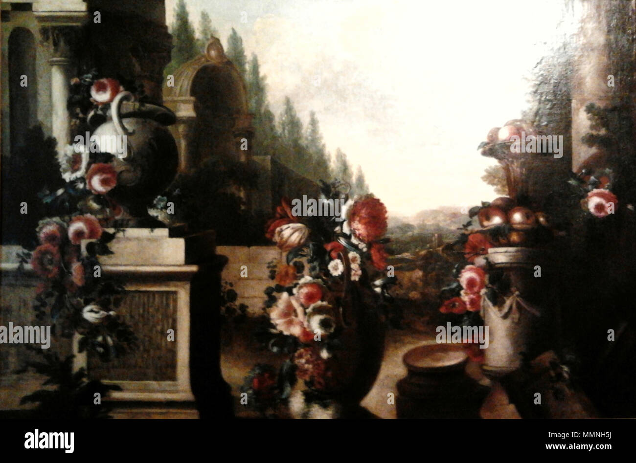 Flowers with landscape.. turn of the 17/18th century. Belin Flowers ...