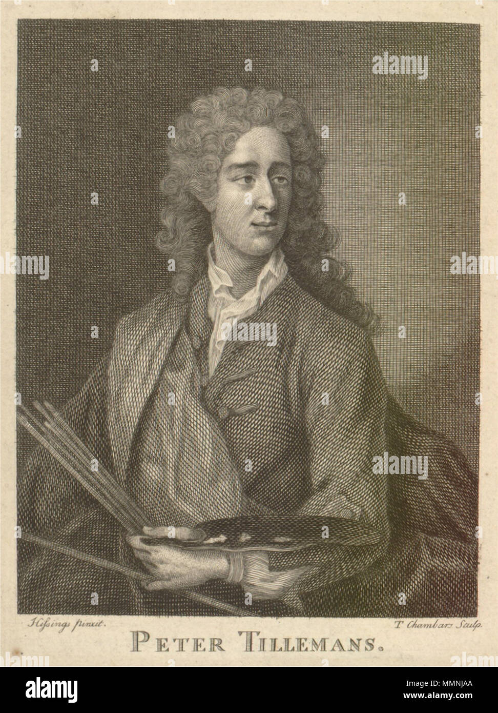 Portrait of Peter Tillemans (circa 1684–1734), Flemish painter. 18th ...