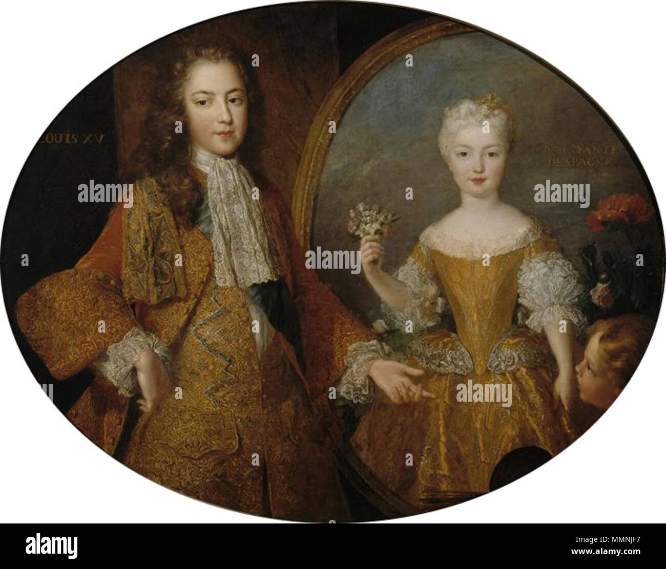 . English: Portrait of Louis XV as a child pointing to a portrait of ...