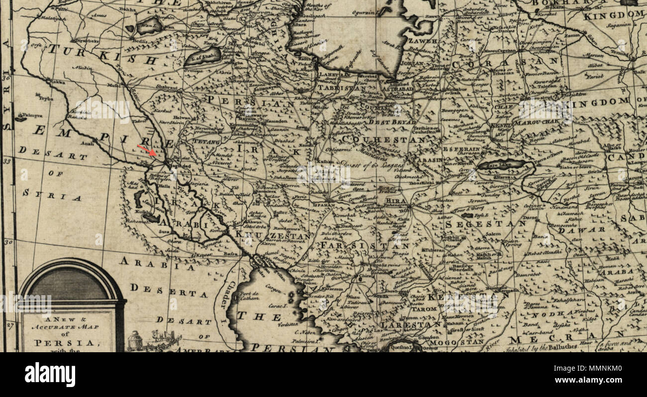 . English: Detail of: A new & accurate map of Persia, with the adjacent ...