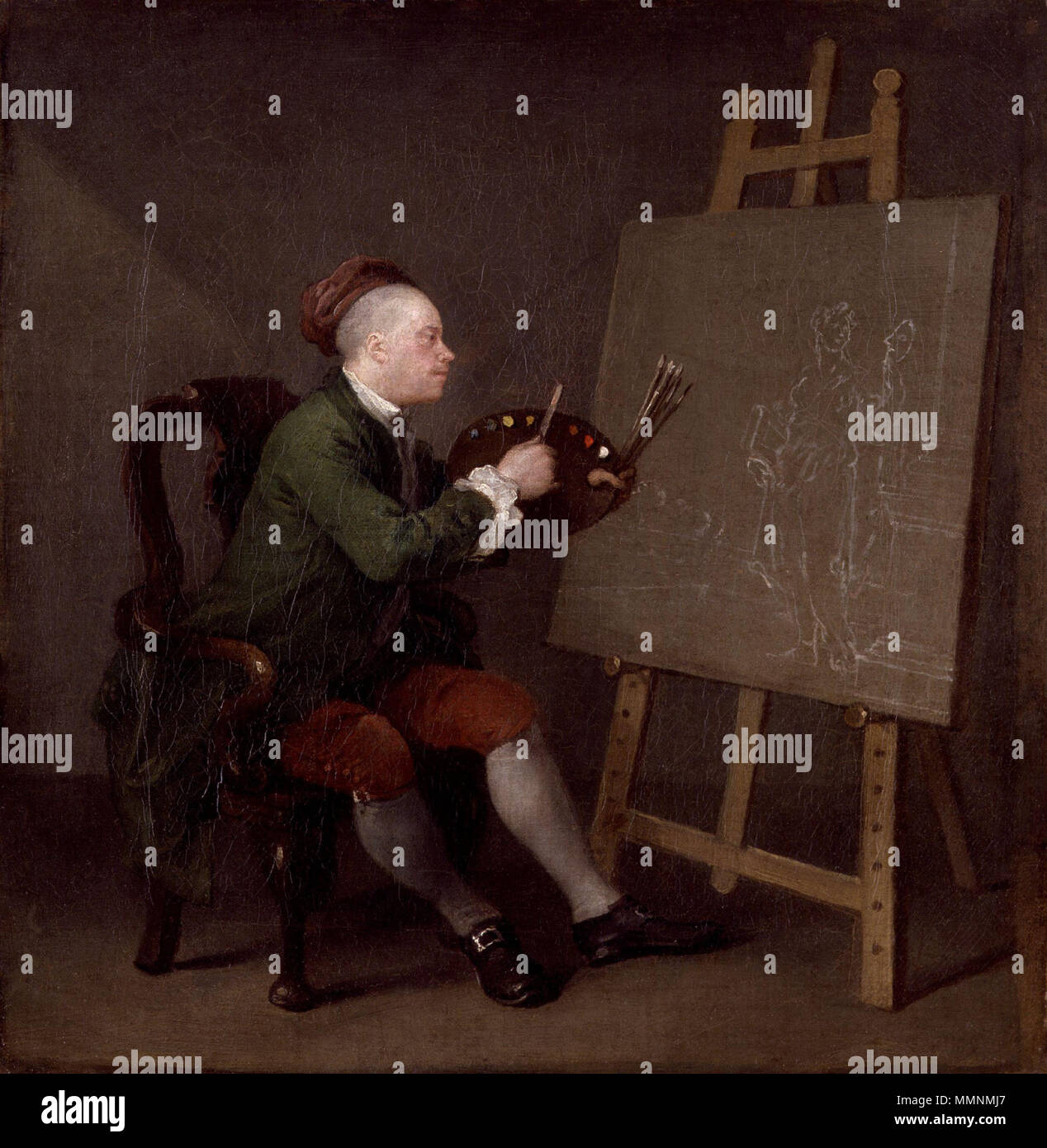 . Hogarth Painting the Comic Muse Self-portrait. circa 1757. William ...