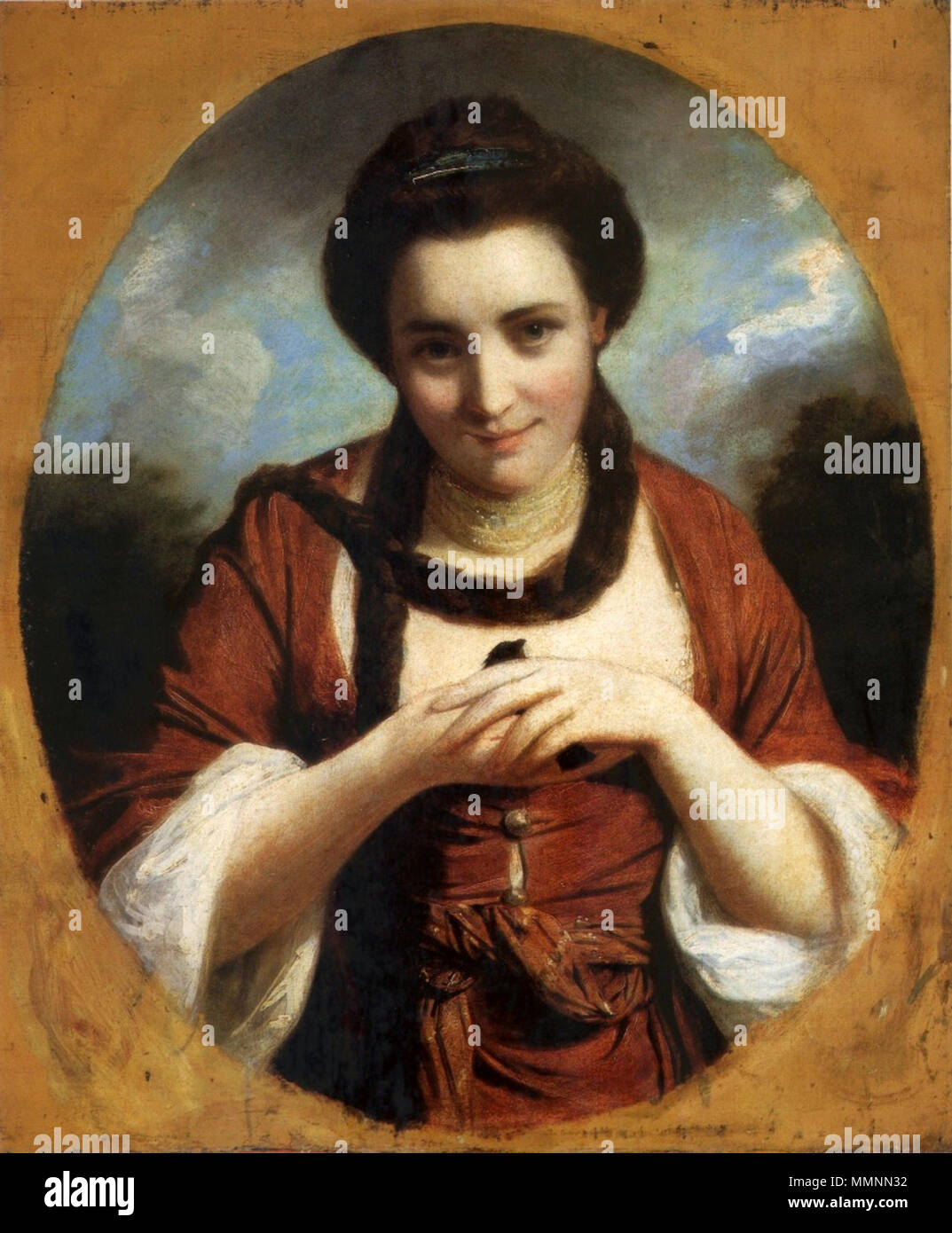 Portrait of Miss Nelly O'Brien with a bird.. circa 1763. Reynolds Nelly ...
