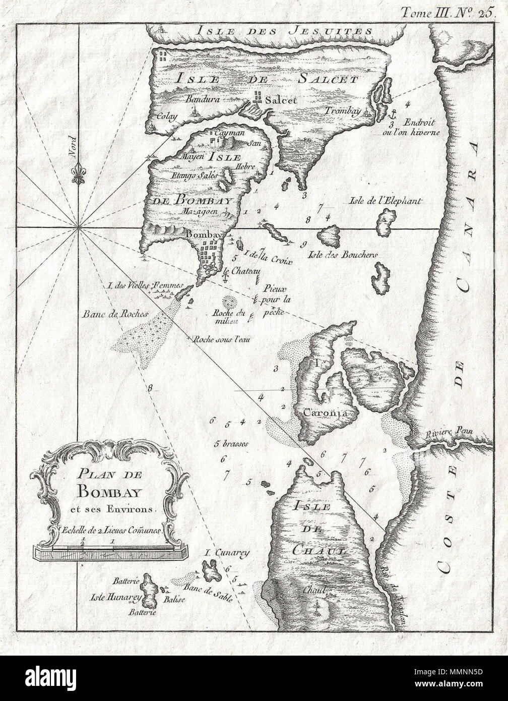 . English: An extremely attractive and rare 1764 map of Bombay or ...