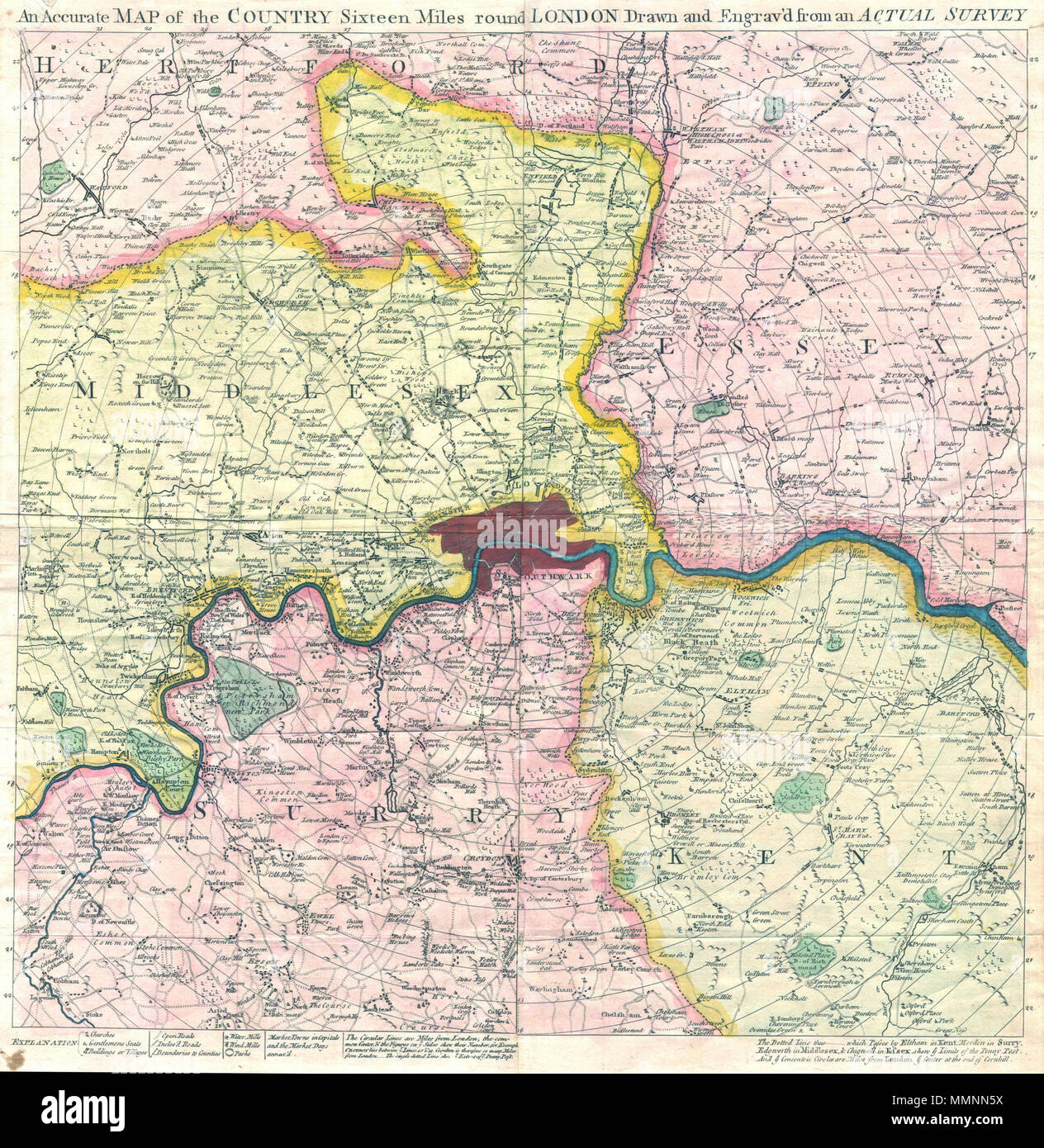 . English: This is a rare and unusual c. 1764 Map of London, England ...