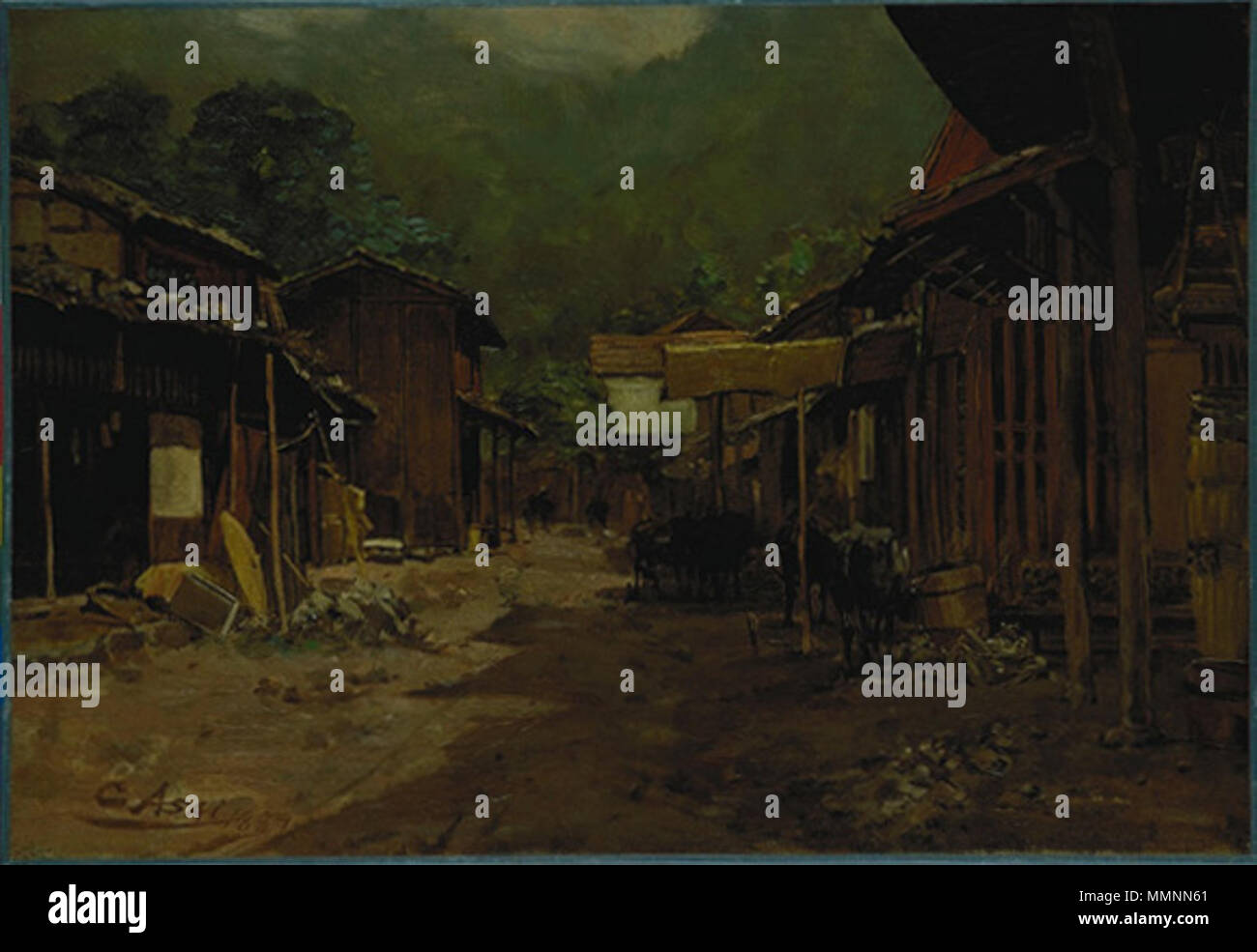 Village near Hachioji. 1887. Asai chu hachioji Stock Photo - Alamy