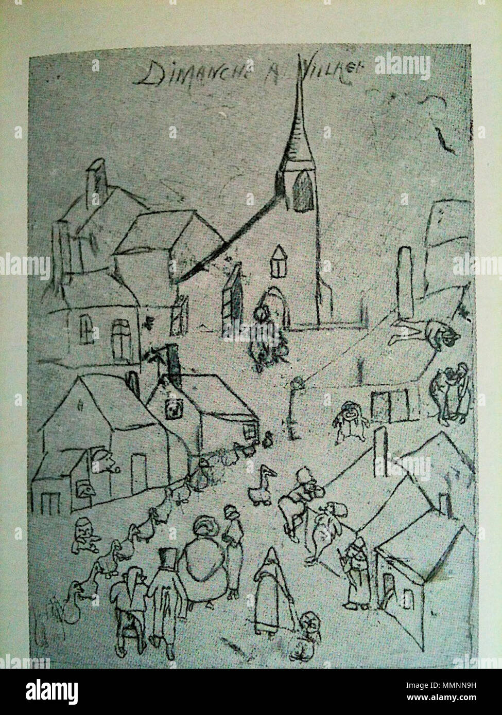 . English: Dimanche au village, sketch by Arthur Rimbaud in Charleville ...