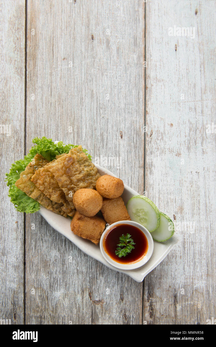 various fried items fucuk , fishballs and fish cakes Stock Photo - Alamy