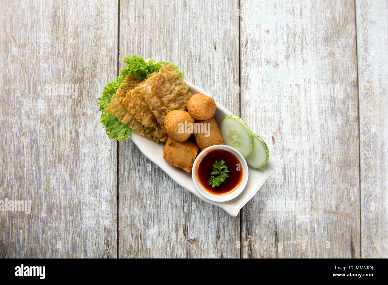 various fried items fucuk , fishballs and fish cakes Stock Photo - Alamy