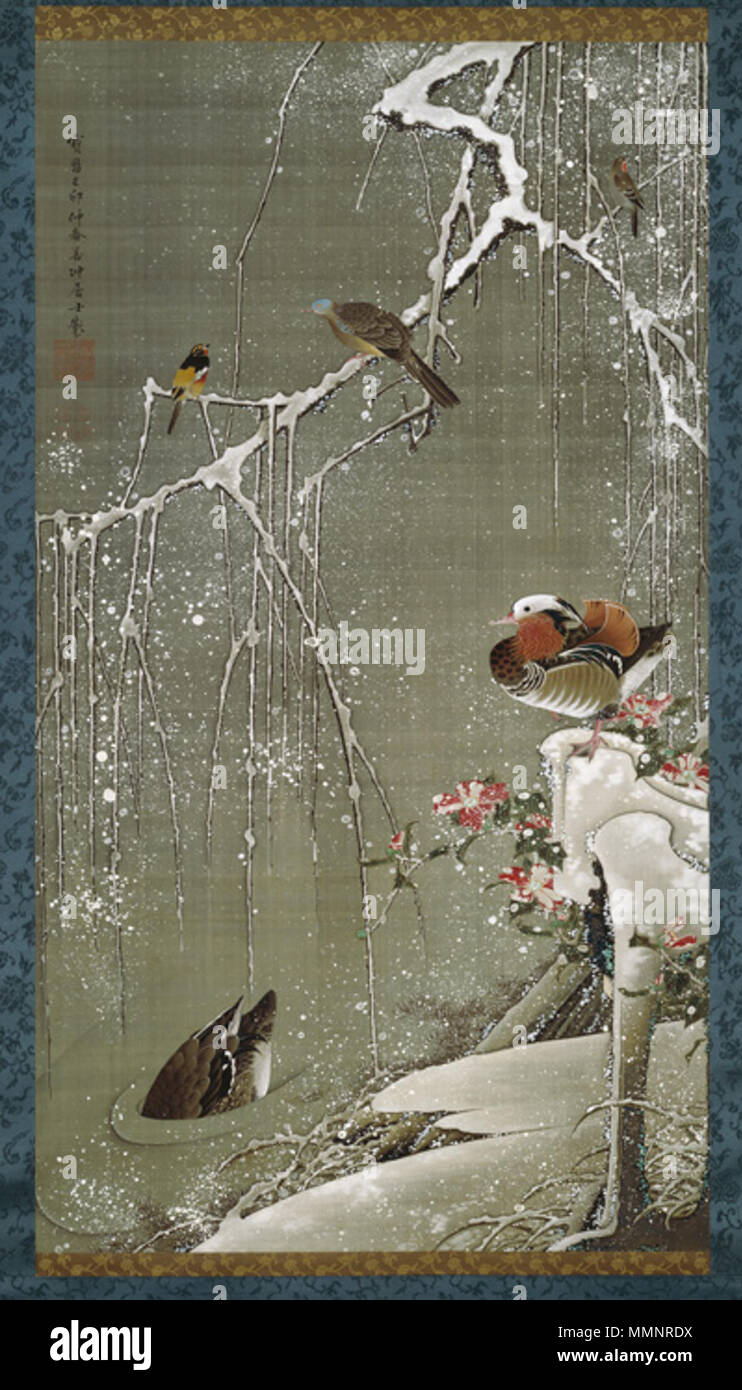 . English: Mandarin Ducks in Snow from the Colorful Realm of Living ...