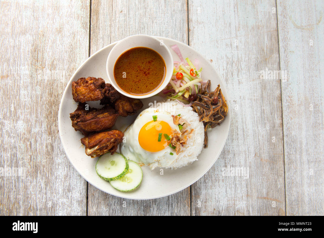 fried chicken rice top view Stock Photo - Alamy