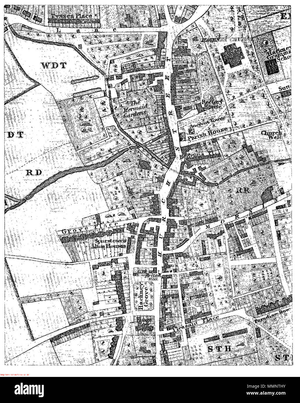 . English: 1830 Map of Hackney 7 1830 HackneyVillage Stock Photo - Alamy