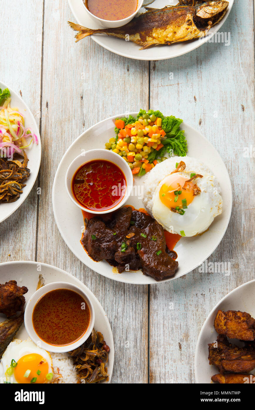 various malaysian rice and dishes Stock Photo - Alamy
