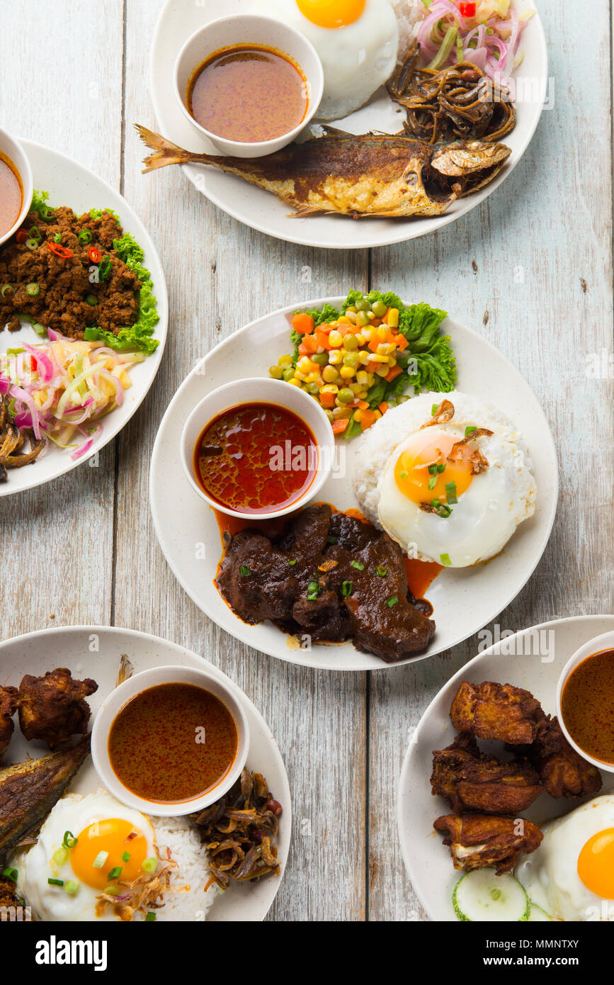 various malaysian rice and dishes Stock Photo - Alamy