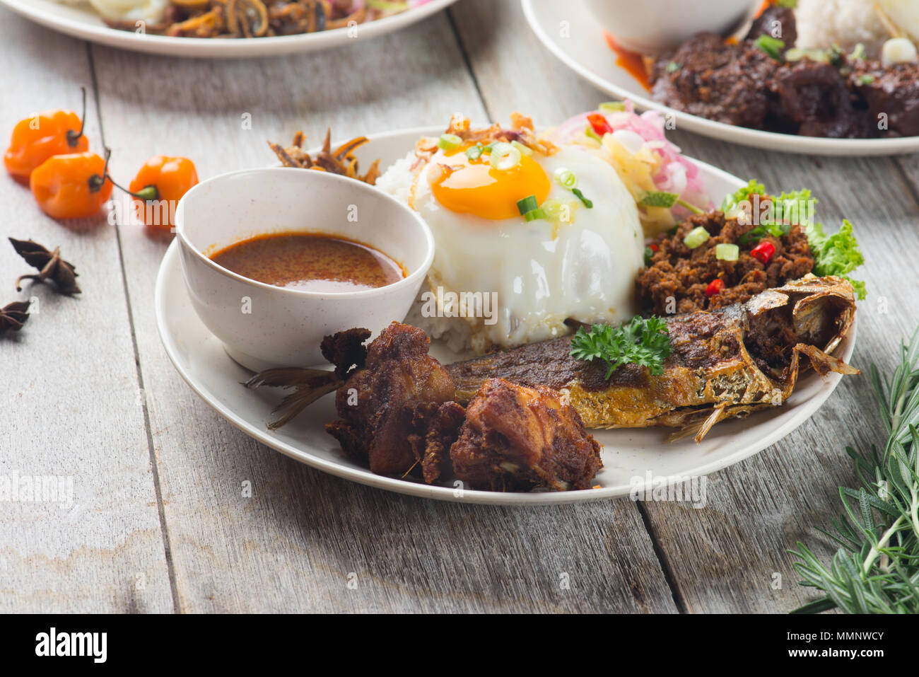 various malaysian rice and dishes Stock Photo - Alamy
