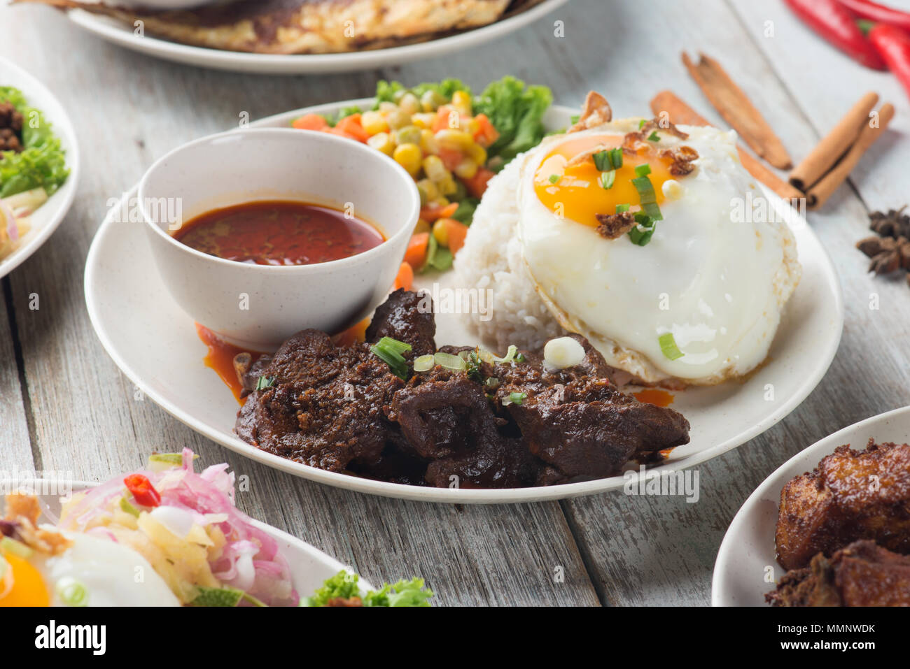 various malaysian rice and dishes Stock Photo - Alamy