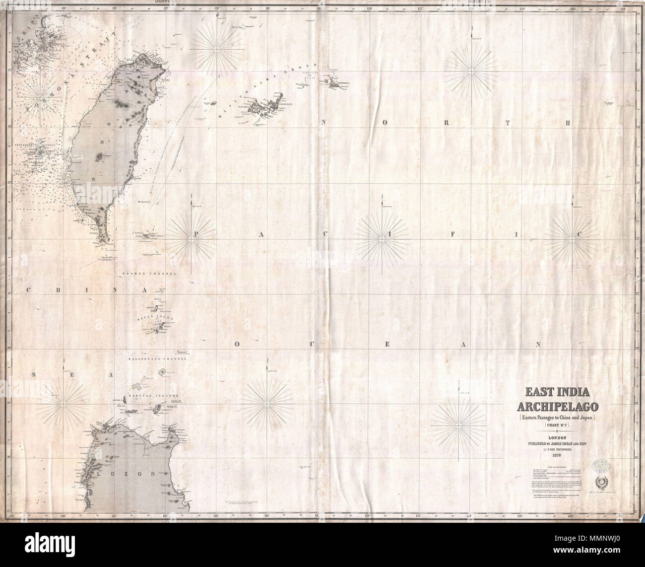 Imray blue back nautical chart or map of taiwan hi-res stock ...