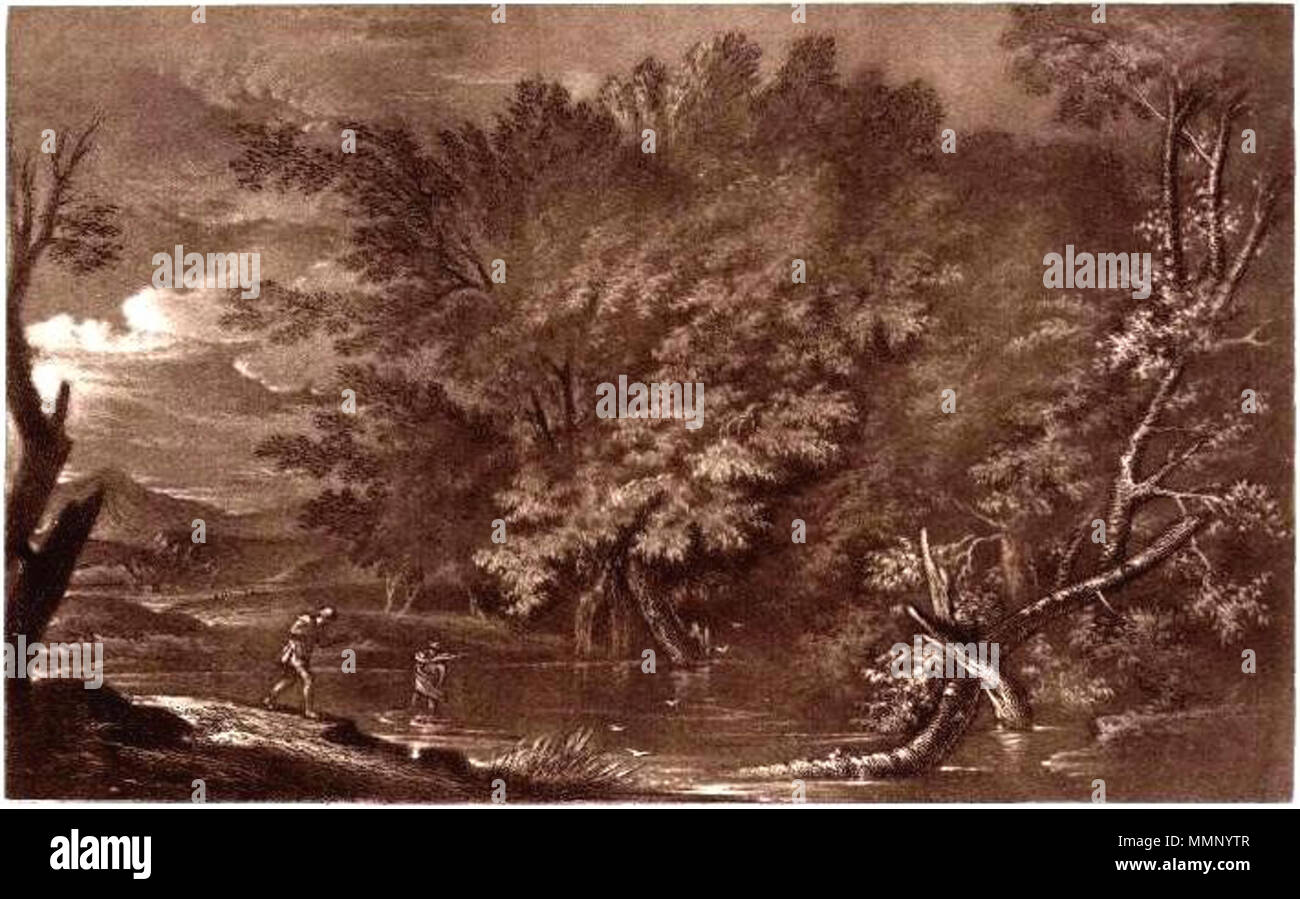 . English: A Victorian etching of Salvator Rosa's 'Mercury and the ...