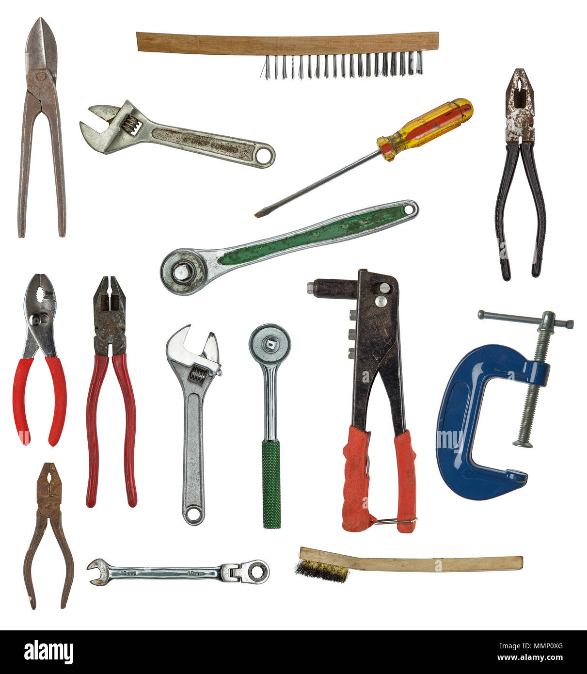 work tools you may find in a metal workers toolbox Stock Photo - Alamy