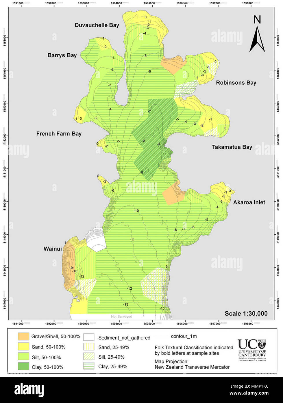 . English: Bathymetry and sedimentation map 31 Akaroa Harbour jpeg ...
