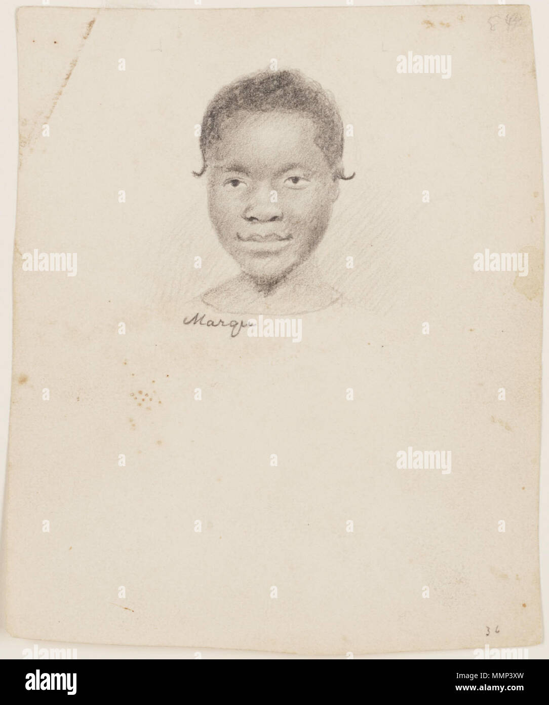 . Sketch of an Amistad prisoner, drawn as they awaited trial in New ...
