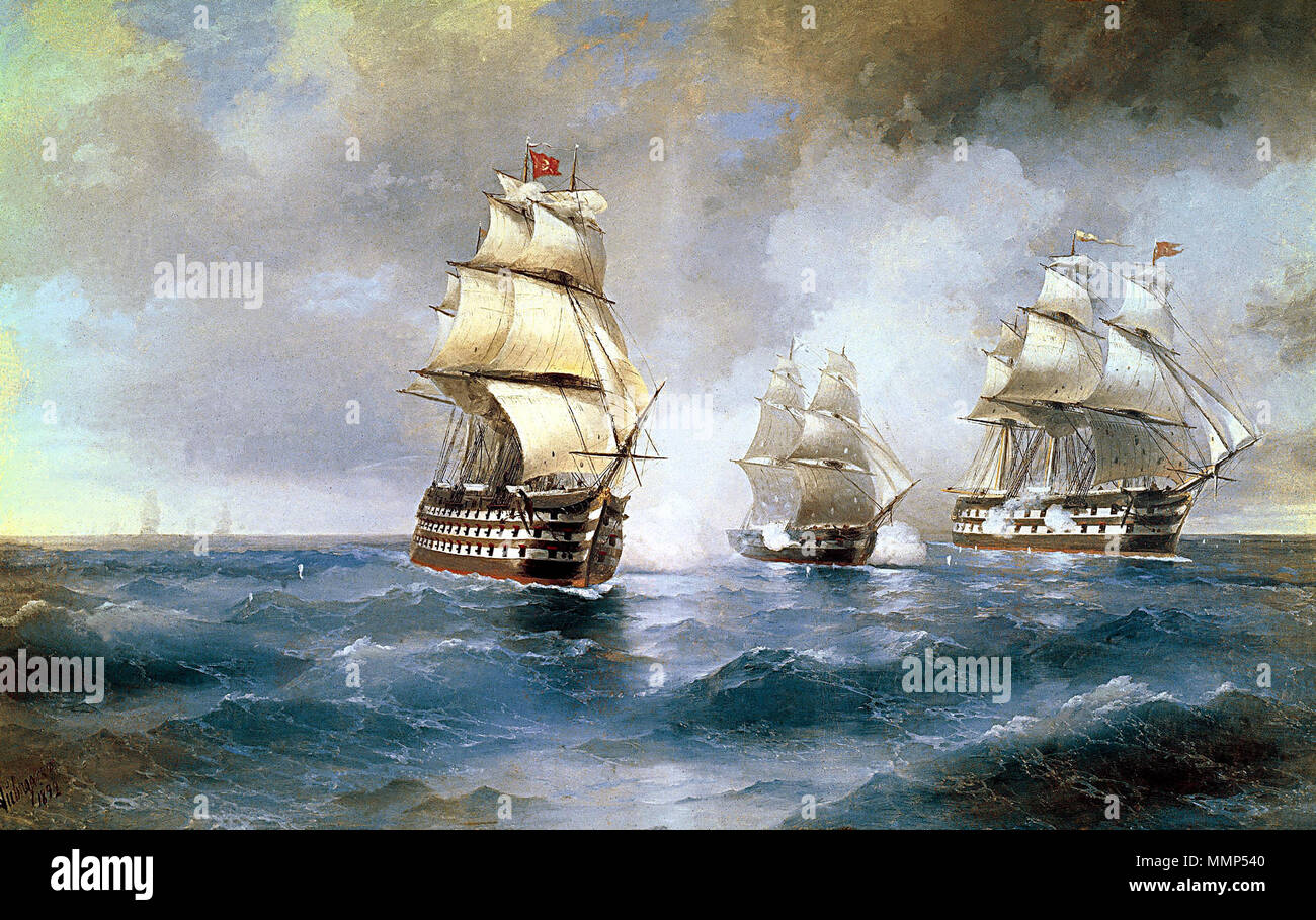 English: Brig 'Mercury' Attacked by Two Turkish Ships